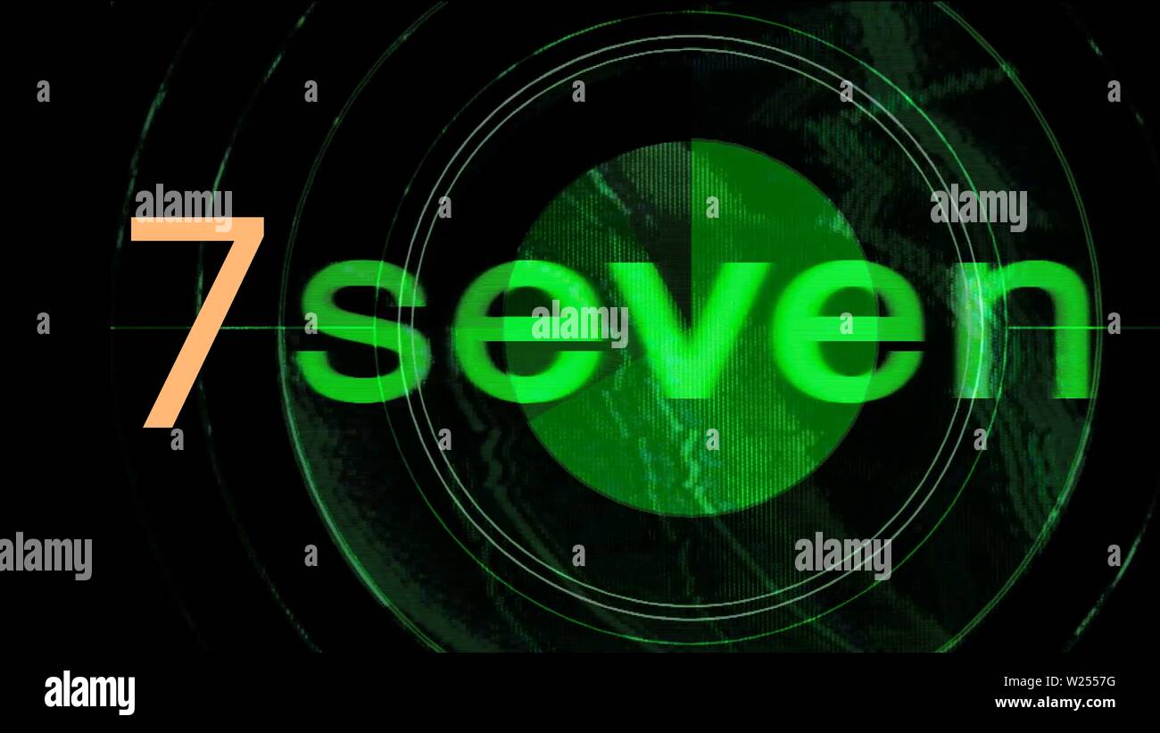 Glitched and blurred view of Number written as digit and in English ...