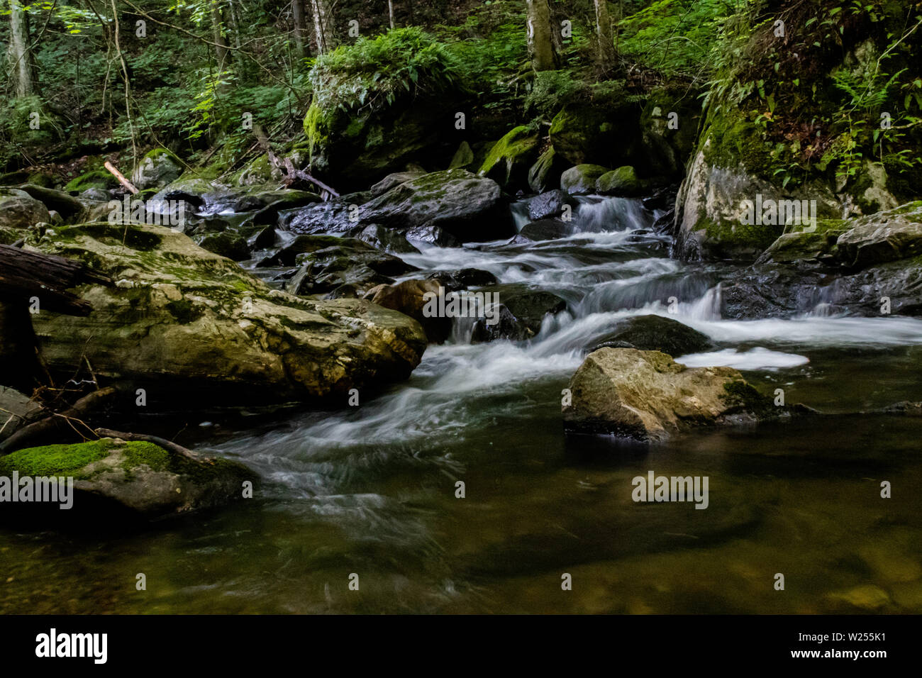 A waterfall along Ruiter Brook in Potton, Quebec, Canada Stock Photo ...