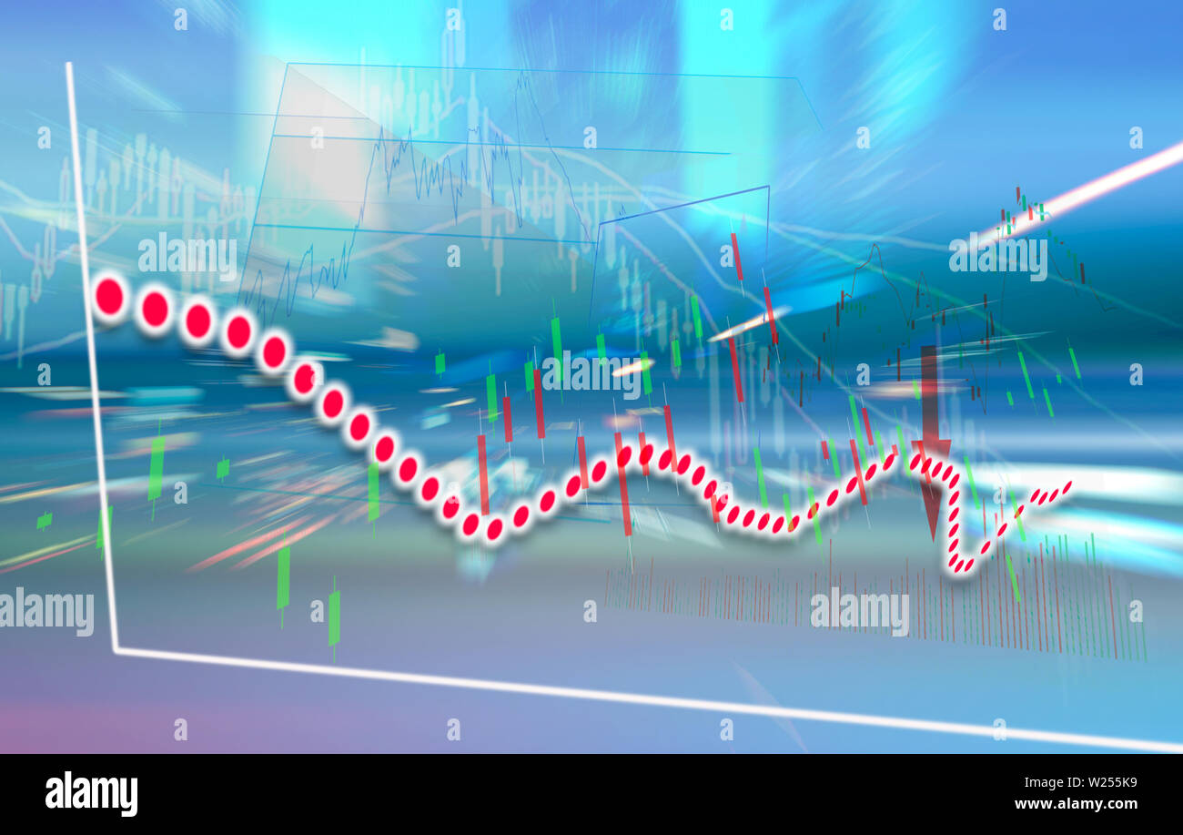 Finance Stock market with abstract light trials background. Index graph ...