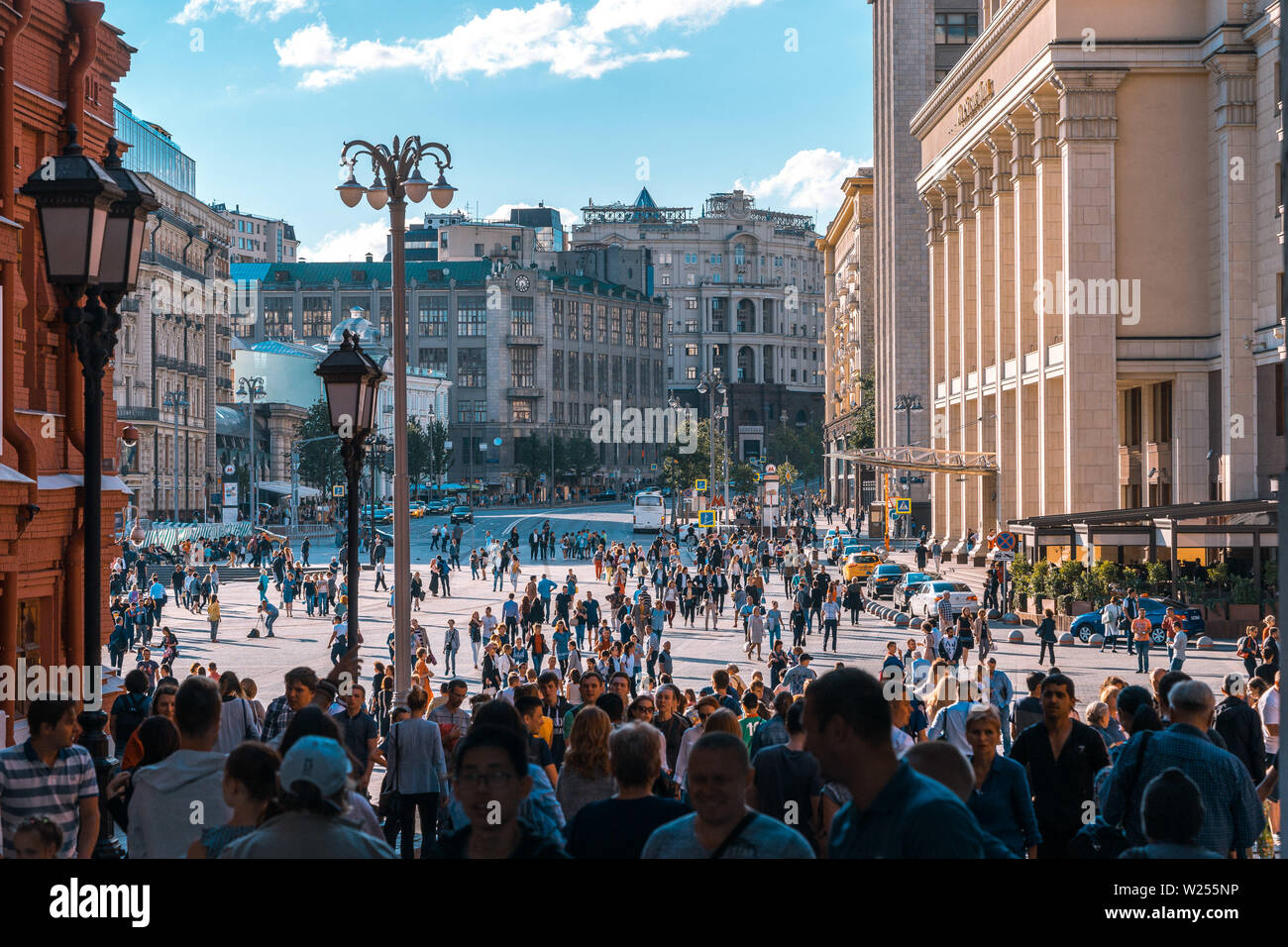 Moscow, Russia - Crowds of people walking towards the Red Square Stock ...