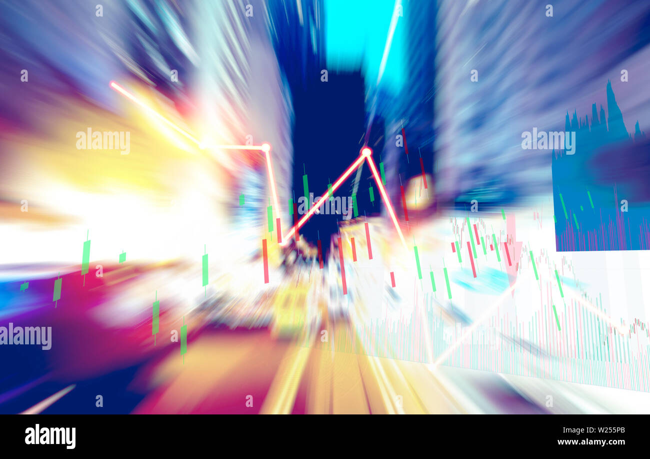 Finance Stock market with abstract light trials background. Index graph ...