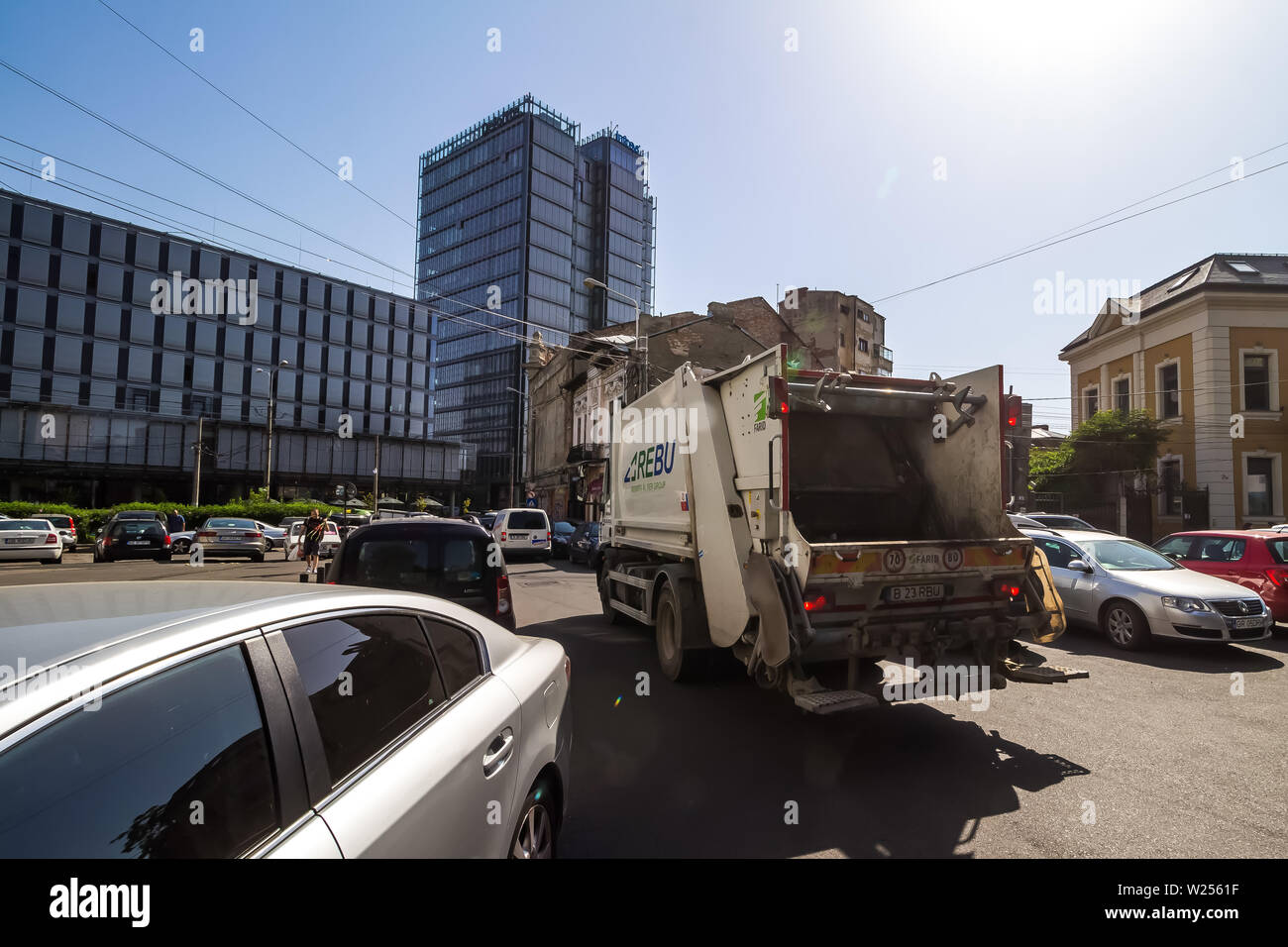 Bucharest, Romania - July 07, 2019: A modern high-rise building, called ...