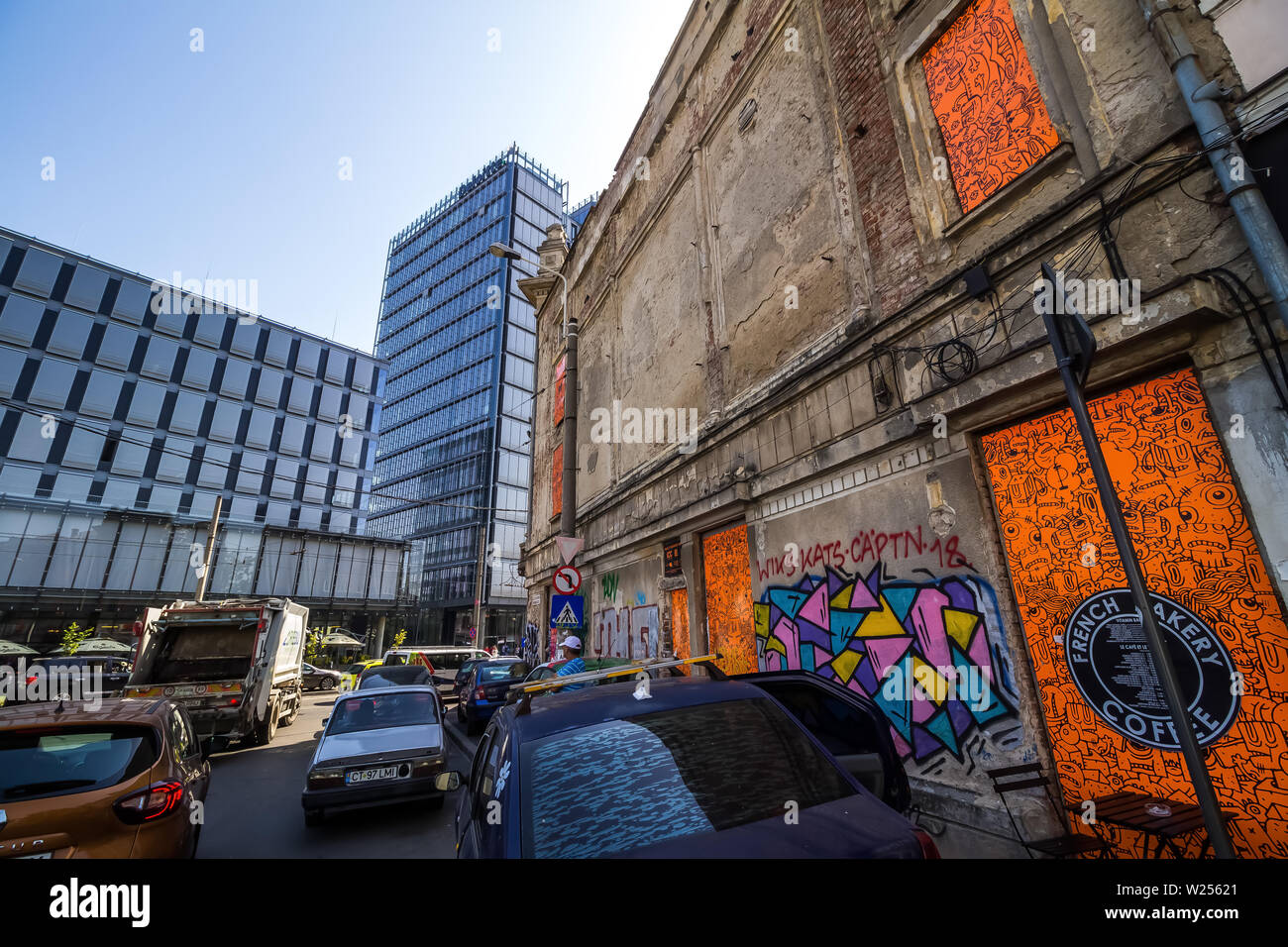 Bucharest, Romania - July 07, 2019: A modern high-rise building, called ...