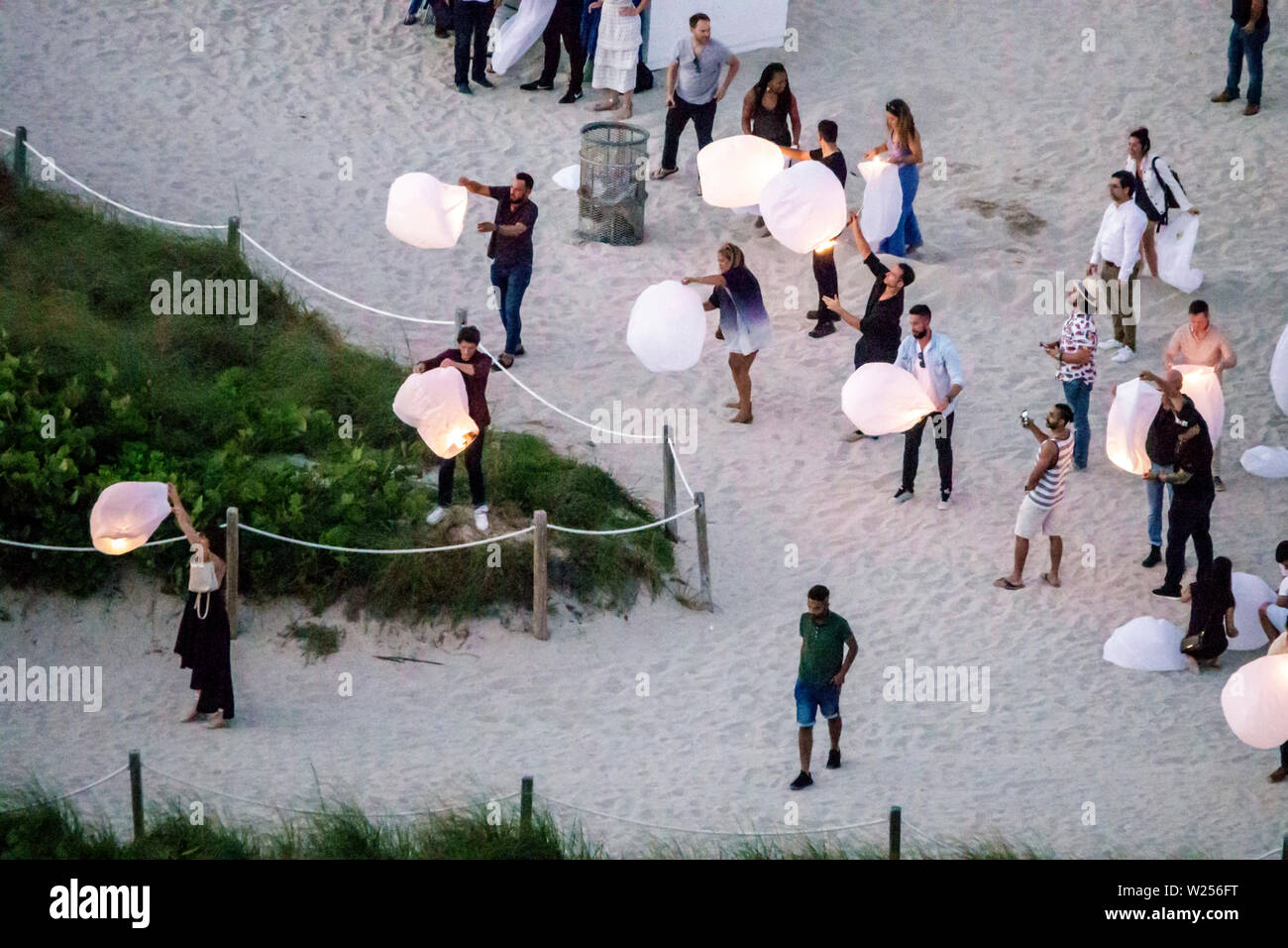 Miami Beach Florida,North Beach,sky lantern,Kongming Chinese lantern ...