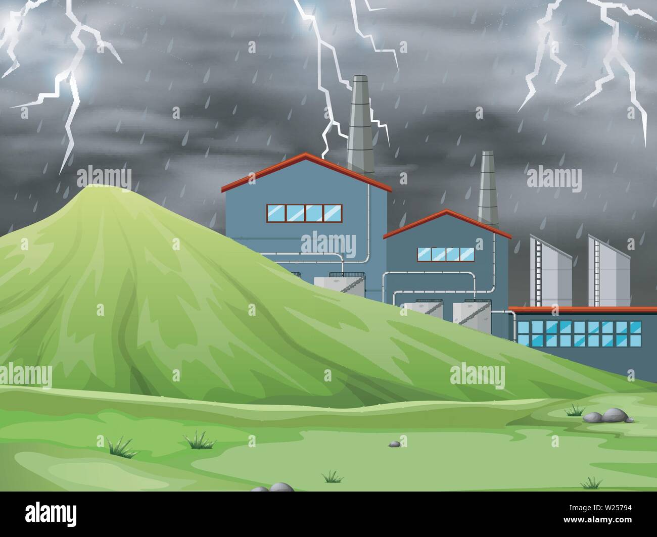 A factory in nature scene illustration Stock Vector Image & Art - Alamy