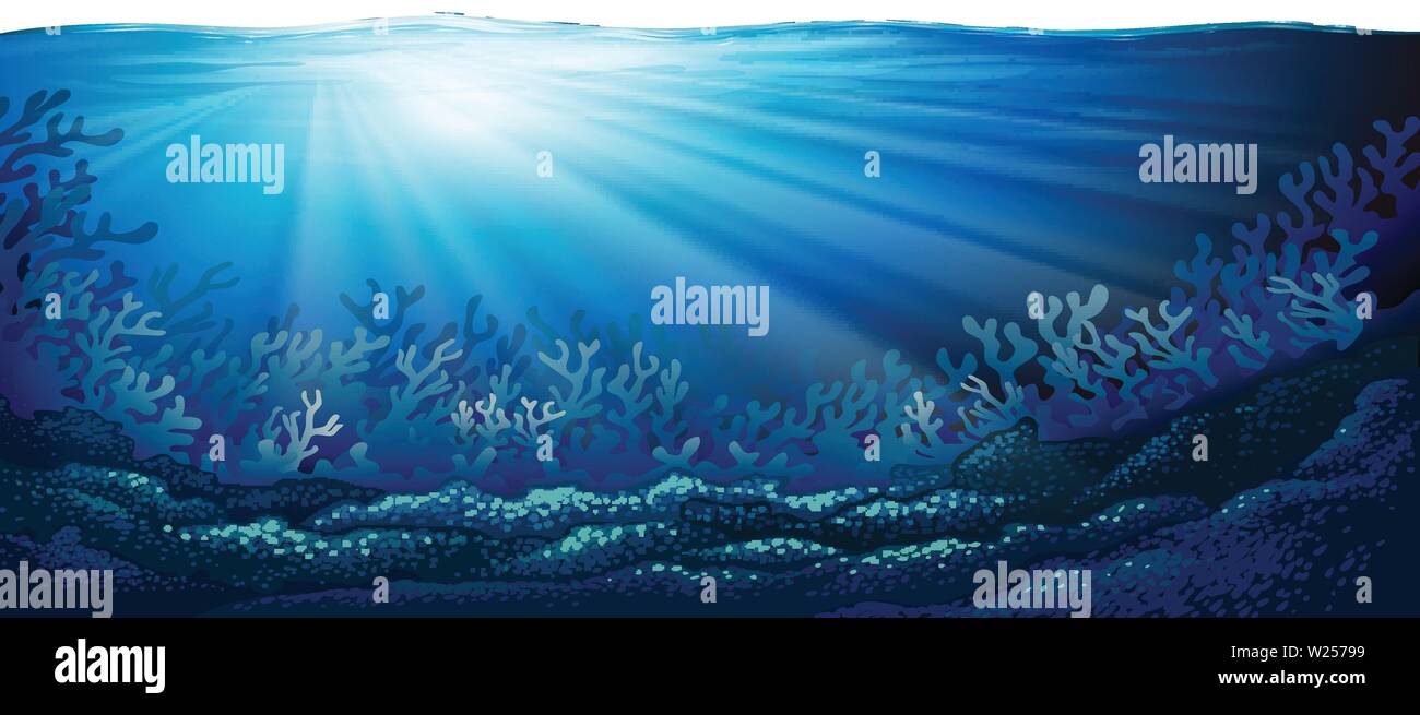 Underwater ocean scene background illustration Stock Vector Image & Art ...