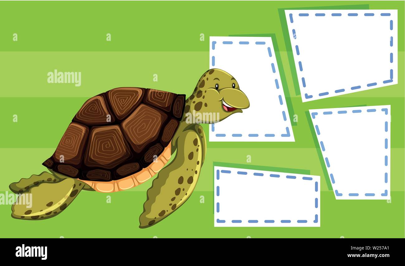 Green turtle on note template illustration Stock Vector Image & Art - Alamy