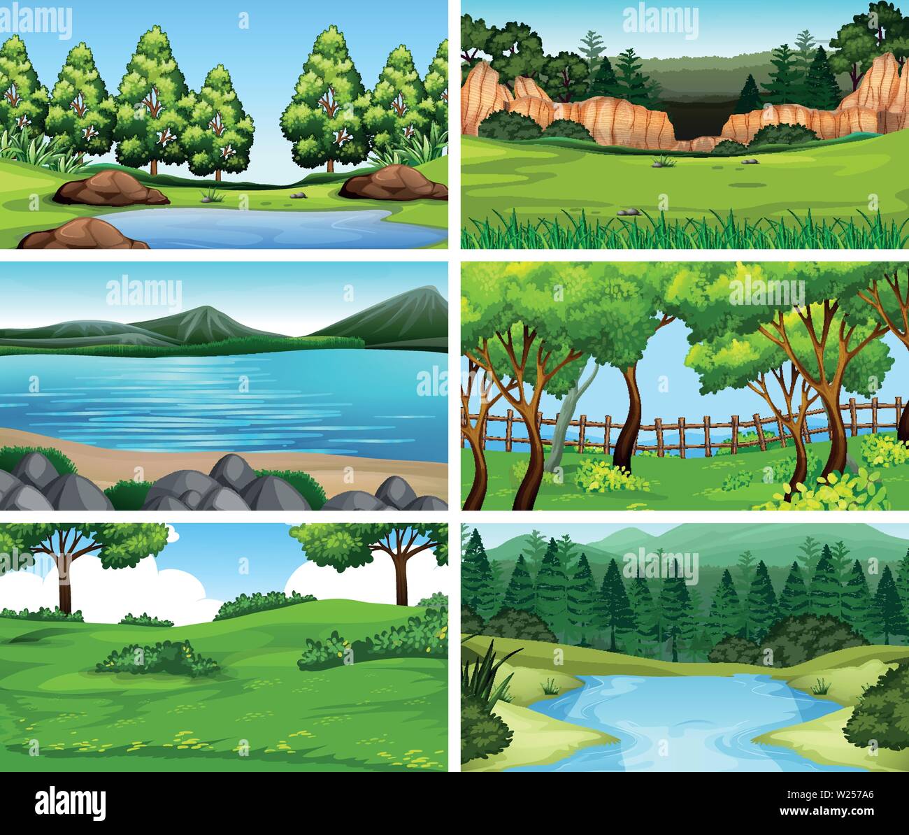Set of different nature scenes illustration Stock Vector Image & Art ...