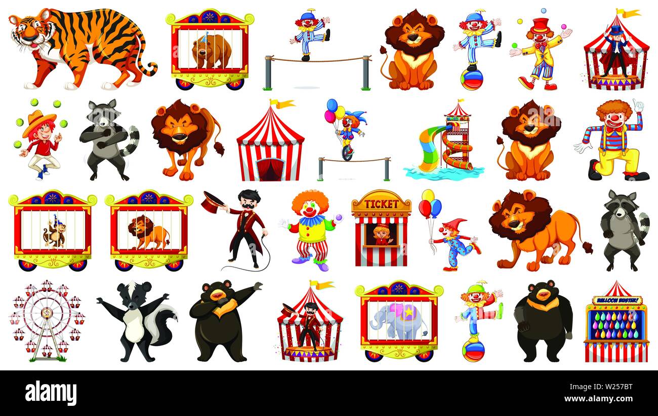 Large circus themed set illustration Stock Vector Image & Art - Alamy
