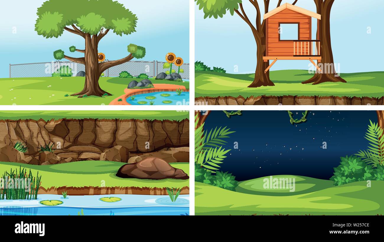 Set of different outdoors scenes illustration Stock Vector Image & Art ...