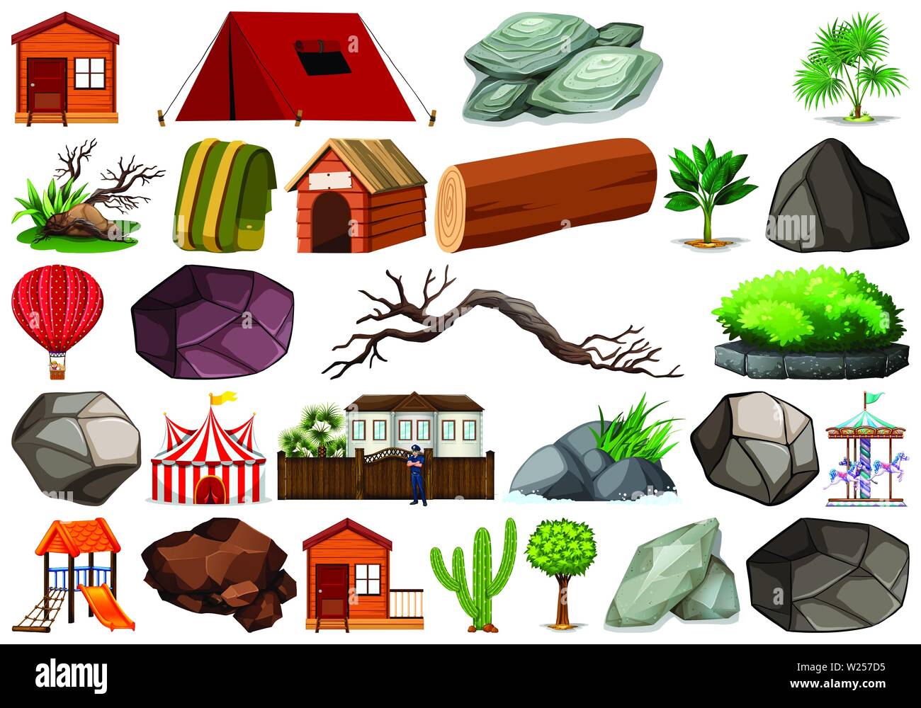 Set nature object on white background illustration Stock Vector Image ...