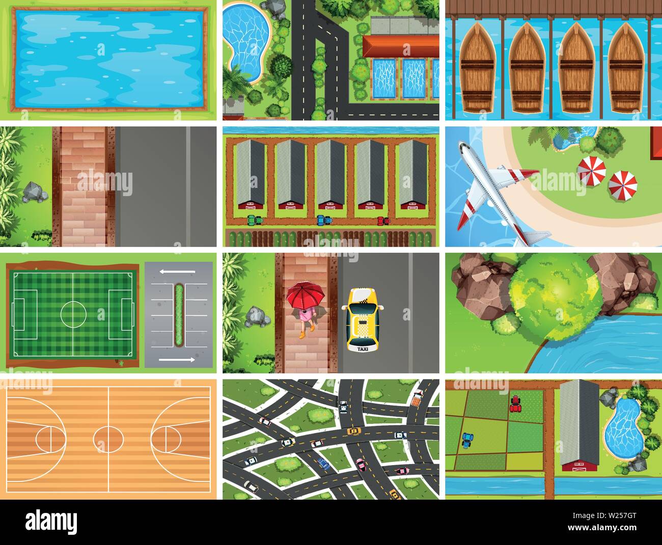 Set of aerial scene illustration Stock Vector Image & Art - Alamy