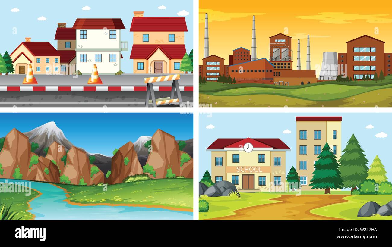 Set of outdoor scenes illustration Stock Vector Image & Art - Alamy