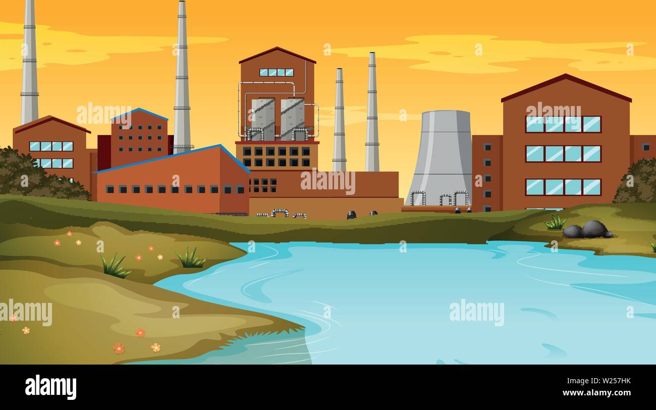 Scene factory water pollution illustration hi-res stock photography and ...