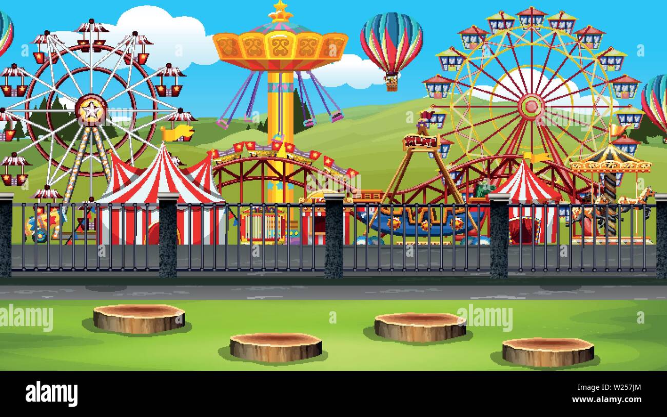 Amusement park background scene illustration Stock Vector Image & Art ...