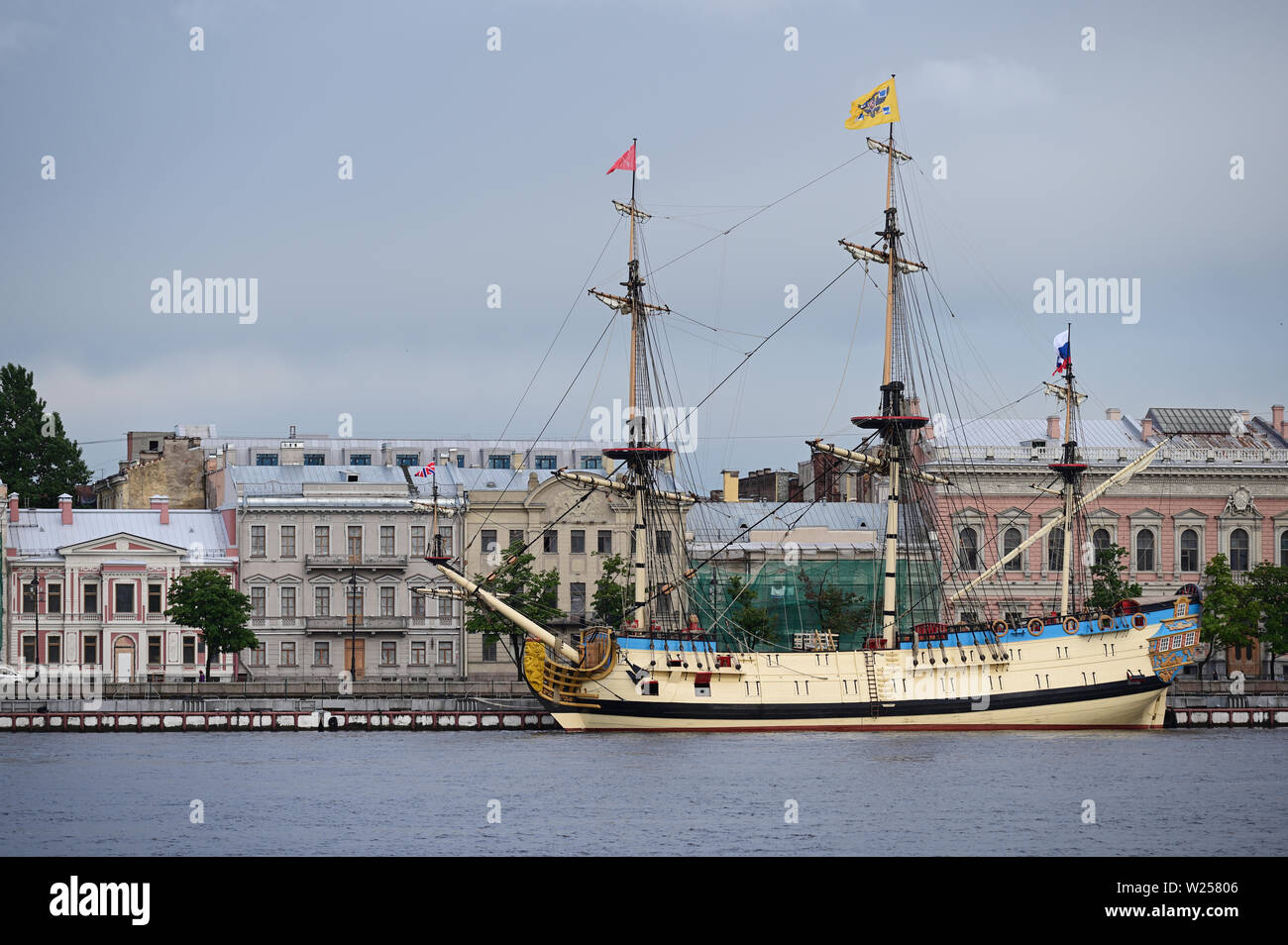 Historical ship Poltava on the English Embankment in St. Petersburg ...
