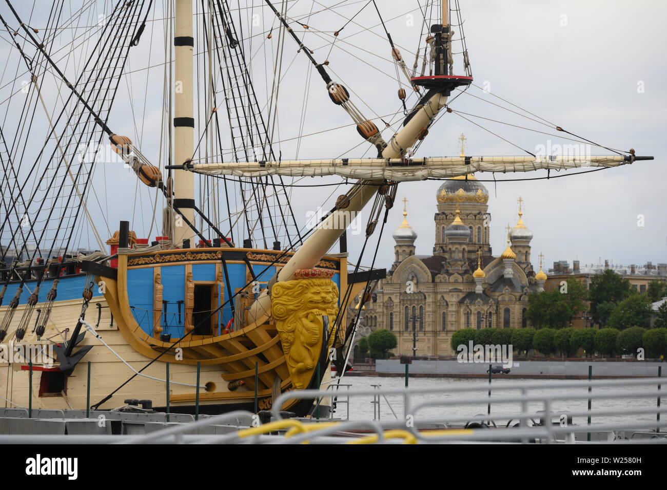 Historical ship Poltava on the English Embankment in St. Petersburg ...