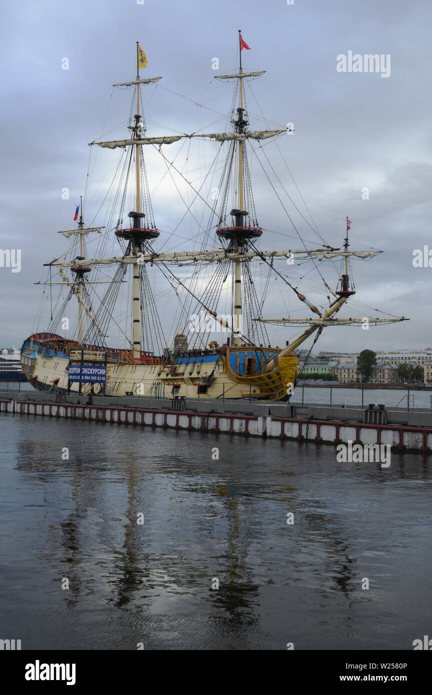 Historical ship Poltava on the English Embankment in St. Petersburg ...