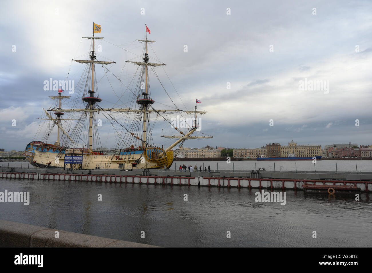 Historical ship Poltava on the English Embankment in St. Petersburg ...