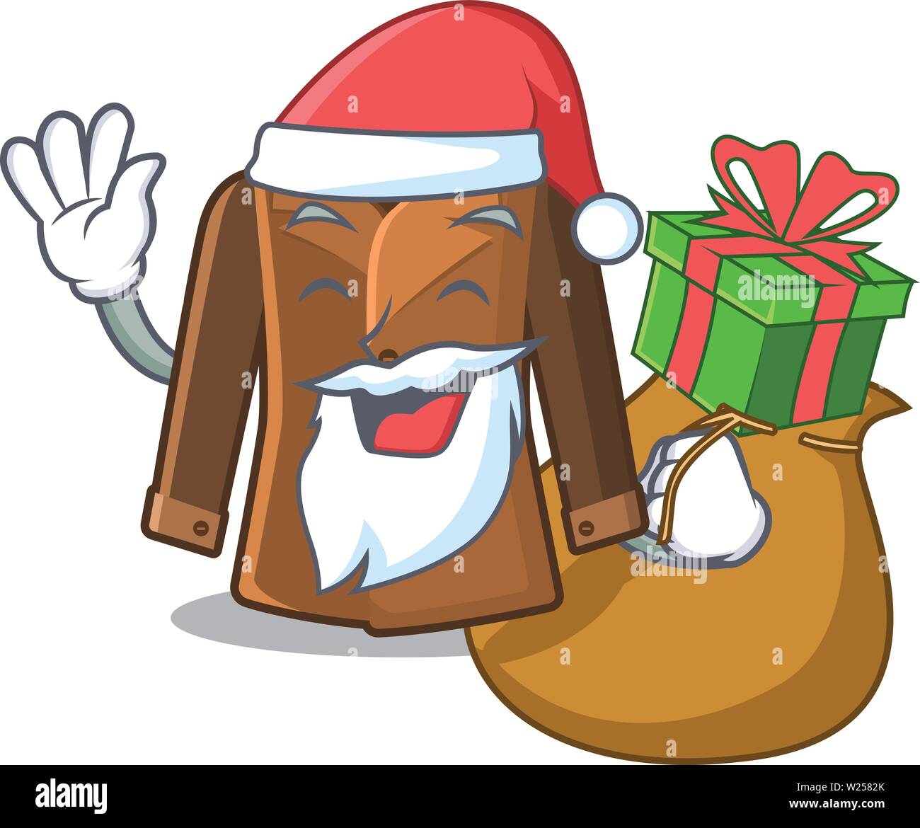 Santa with gift coat hung behind the cartoon door Stock Vector Image ...