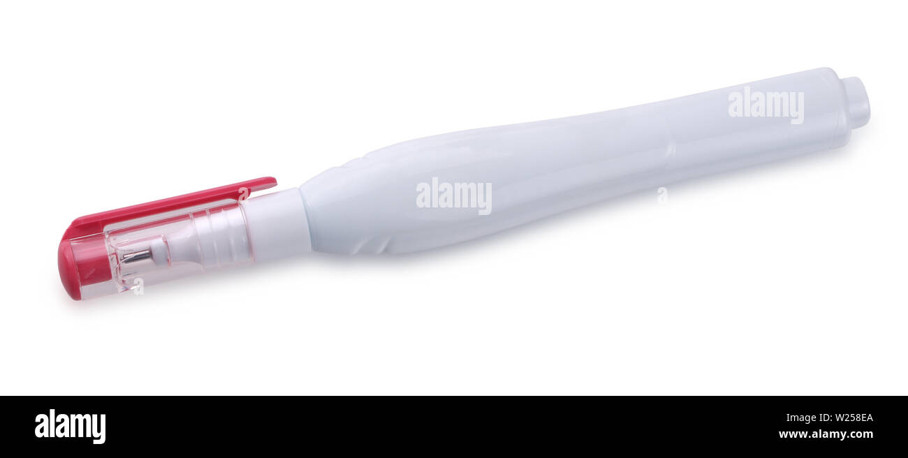 Red pen corrector on a white background Stock Photo - Alamy