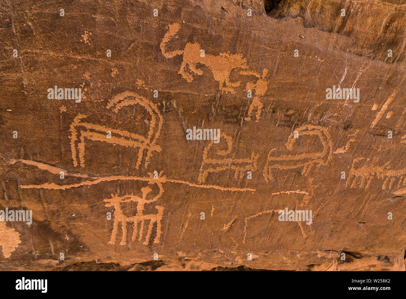 Neolithic petroglyphs on the Queen Victoria Rock near Riyadh Stock ...