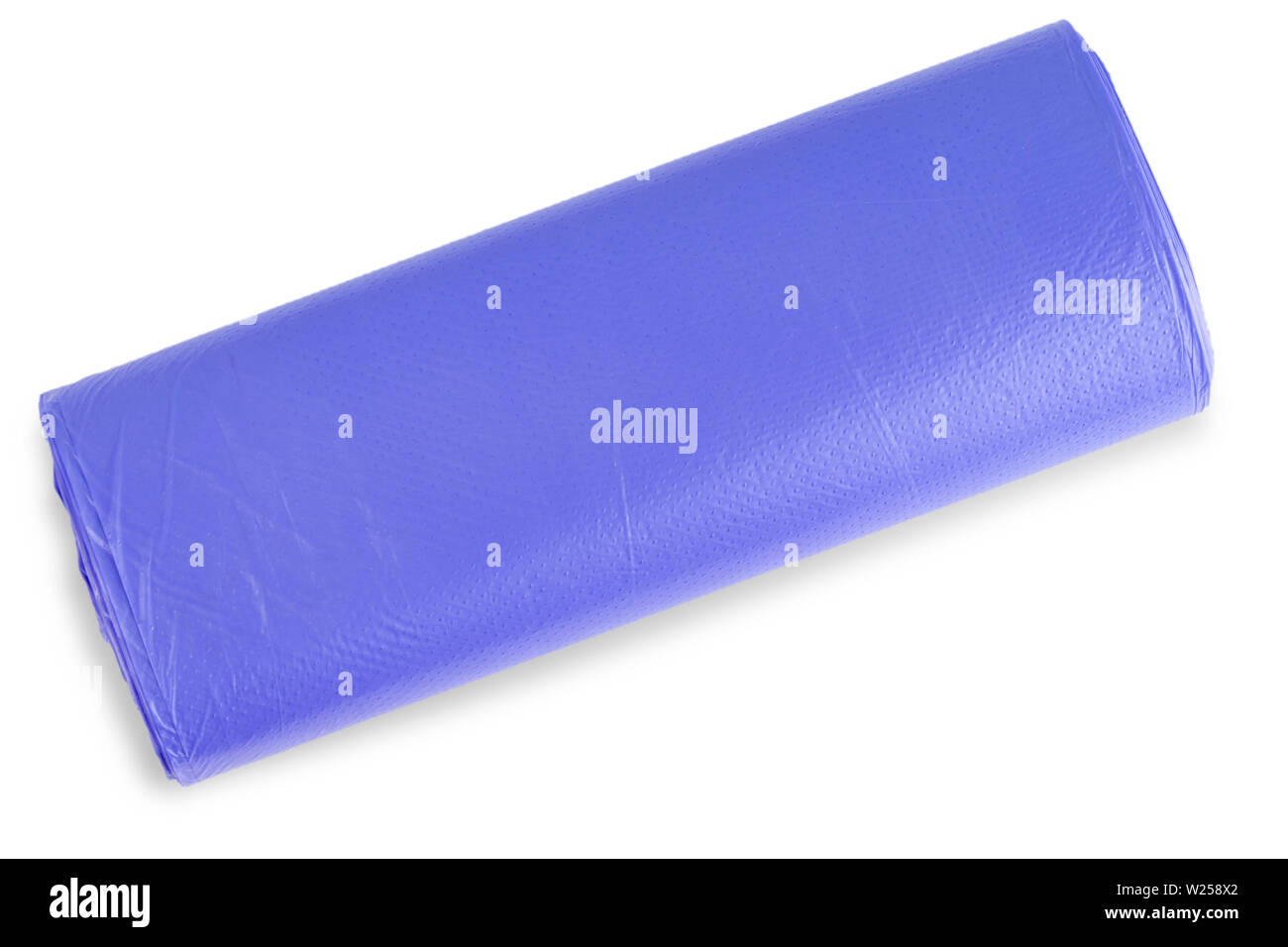 Blue roll of plastic garbage bags isolated on white background Stock ...