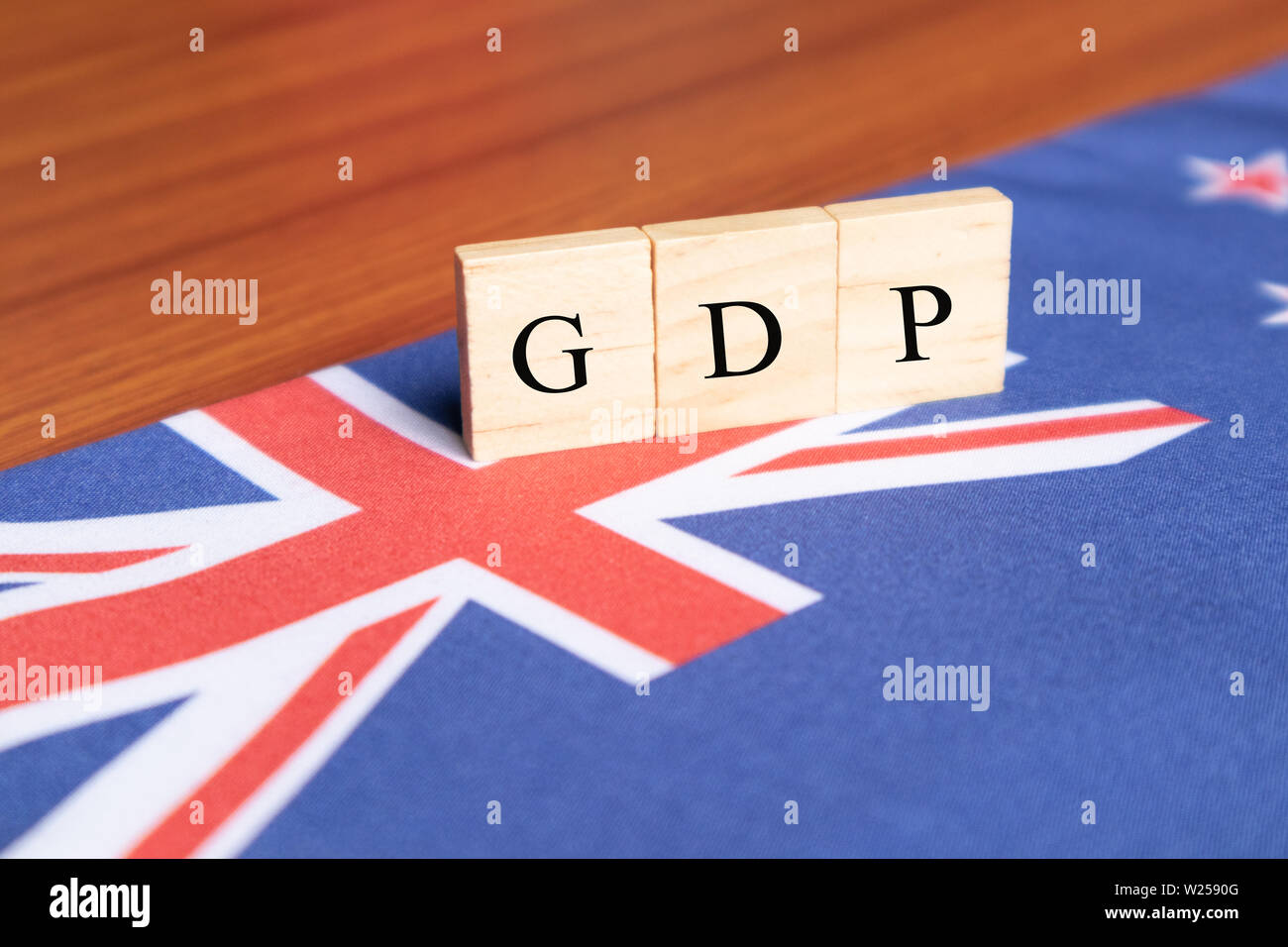 Gross Domestic product or GDP of Australia In wooden block letters on ...