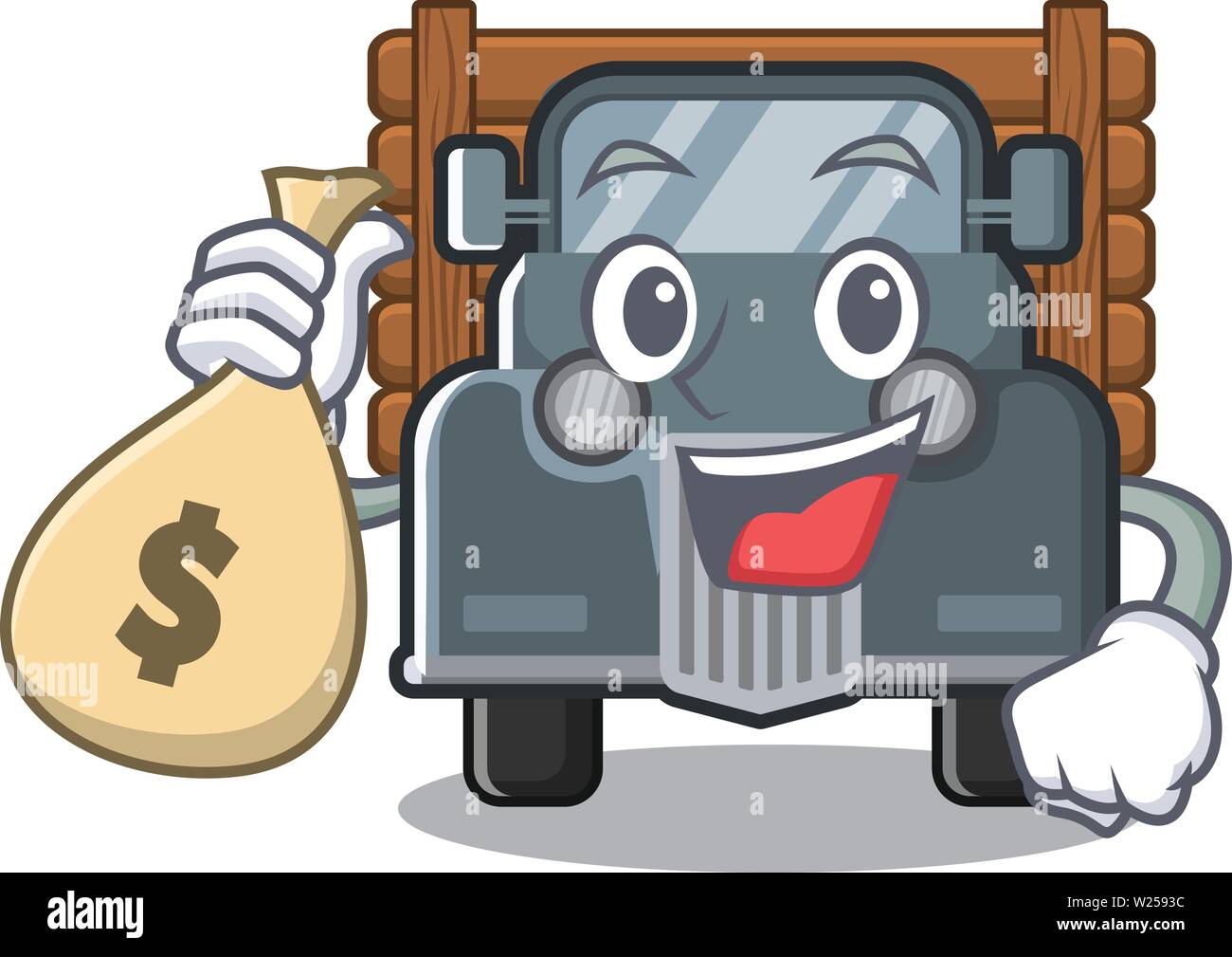 With money bag old truck isolated in the cartoon Stock Vector Image ...