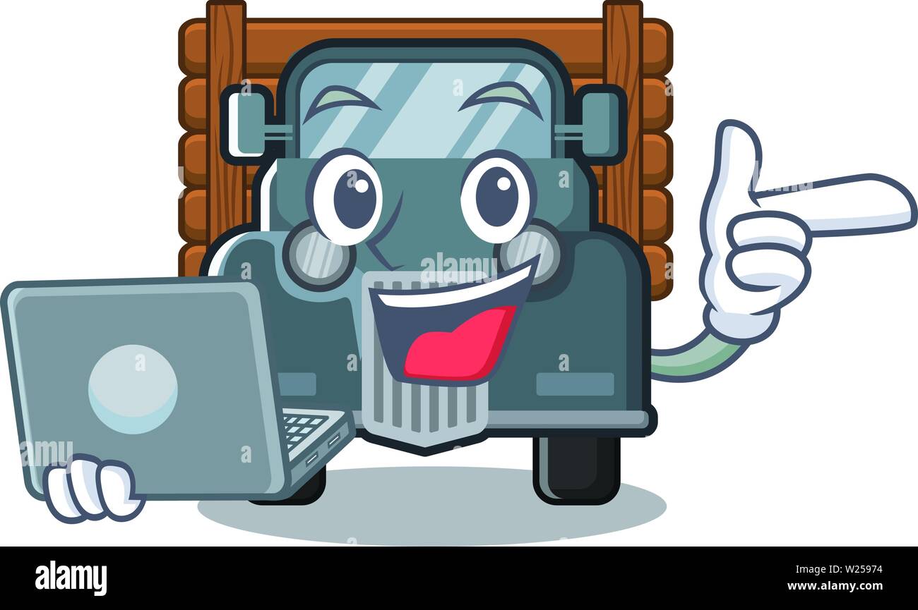 With laptop old truck isolated in the cartoon Stock Vector Image & Art ...