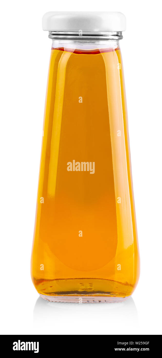 Small bottle of apple juice isolated on white background Stock Photo ...