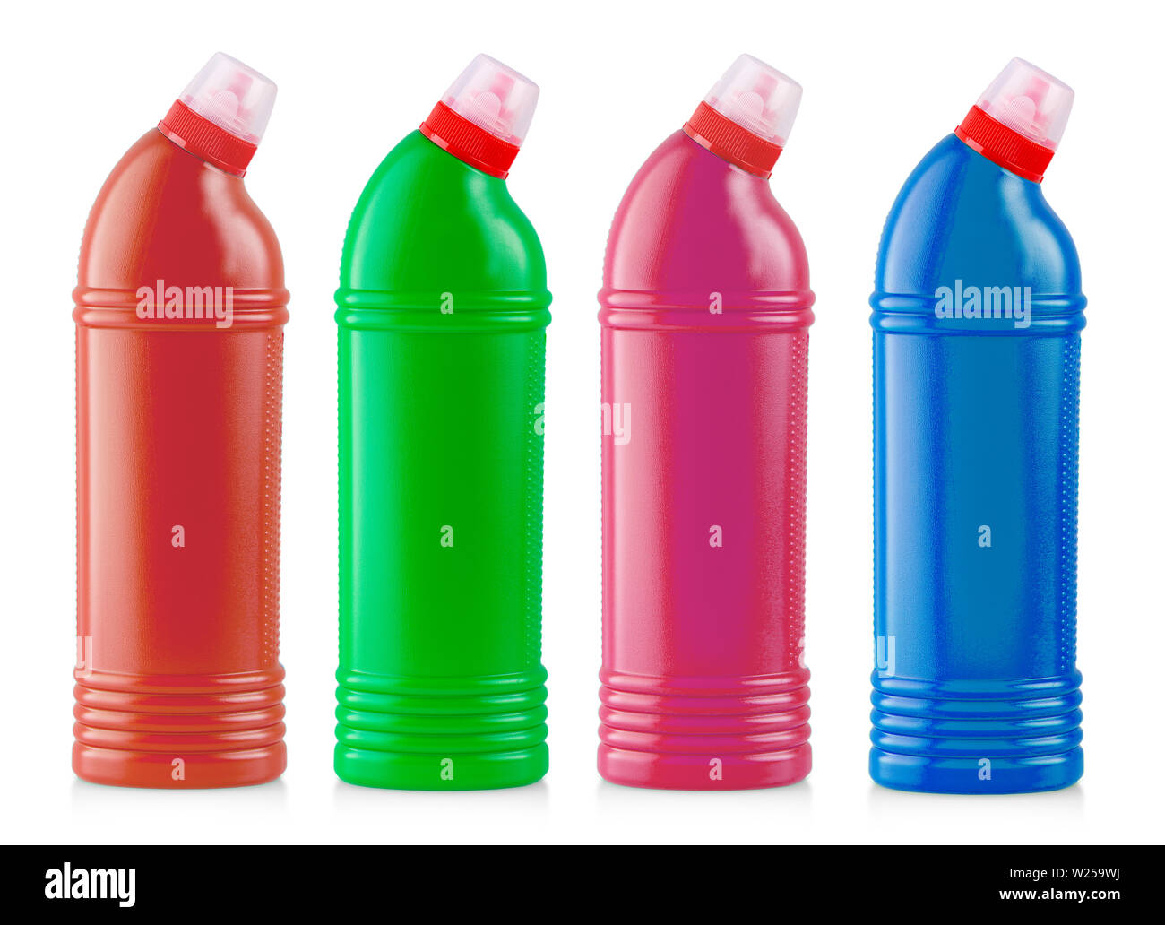 Colored plastic bottle with household cleaning products isolated on ...