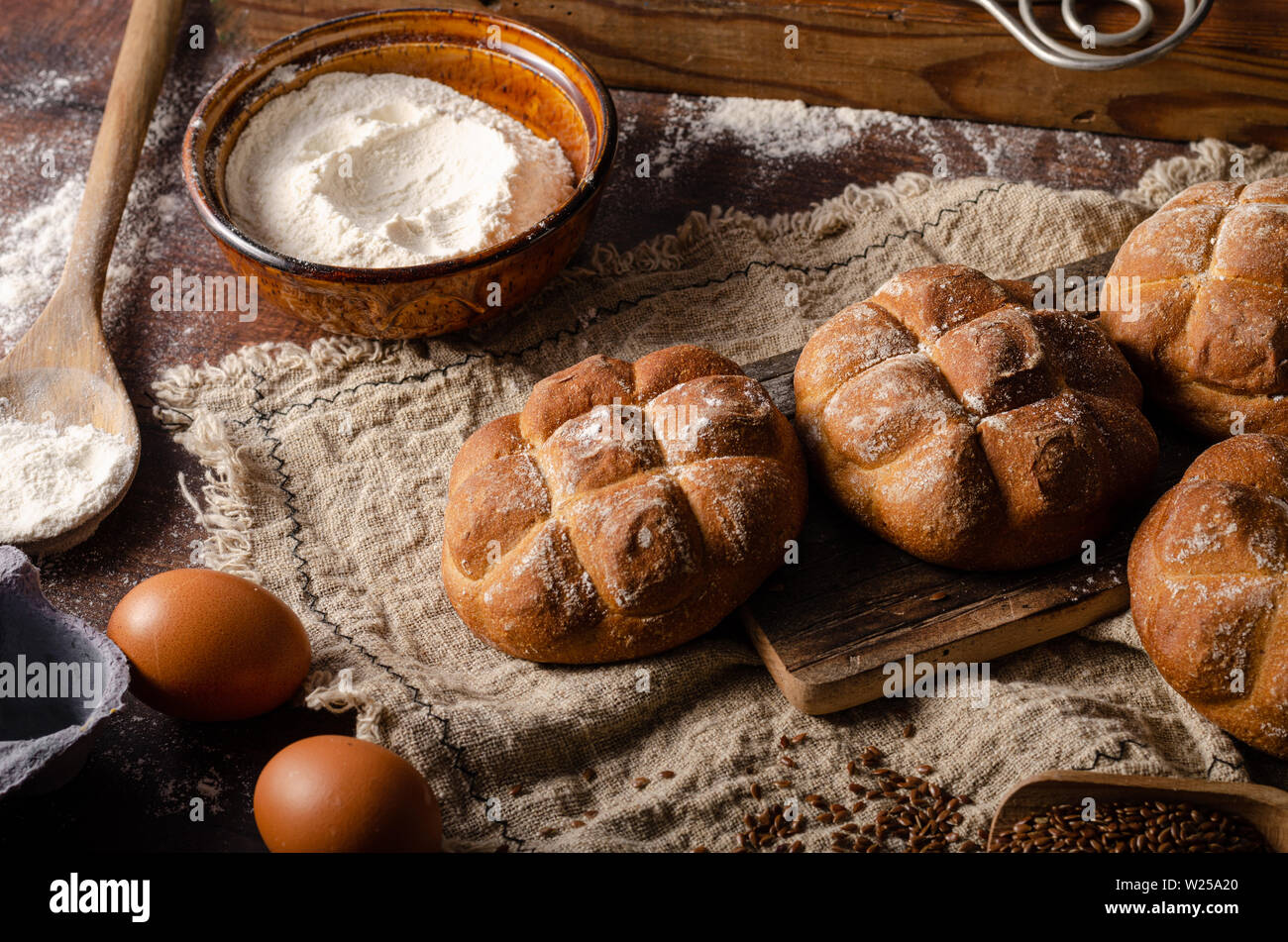 Delicious rye pastry buns, fresh and salty Stock Photo - Alamy