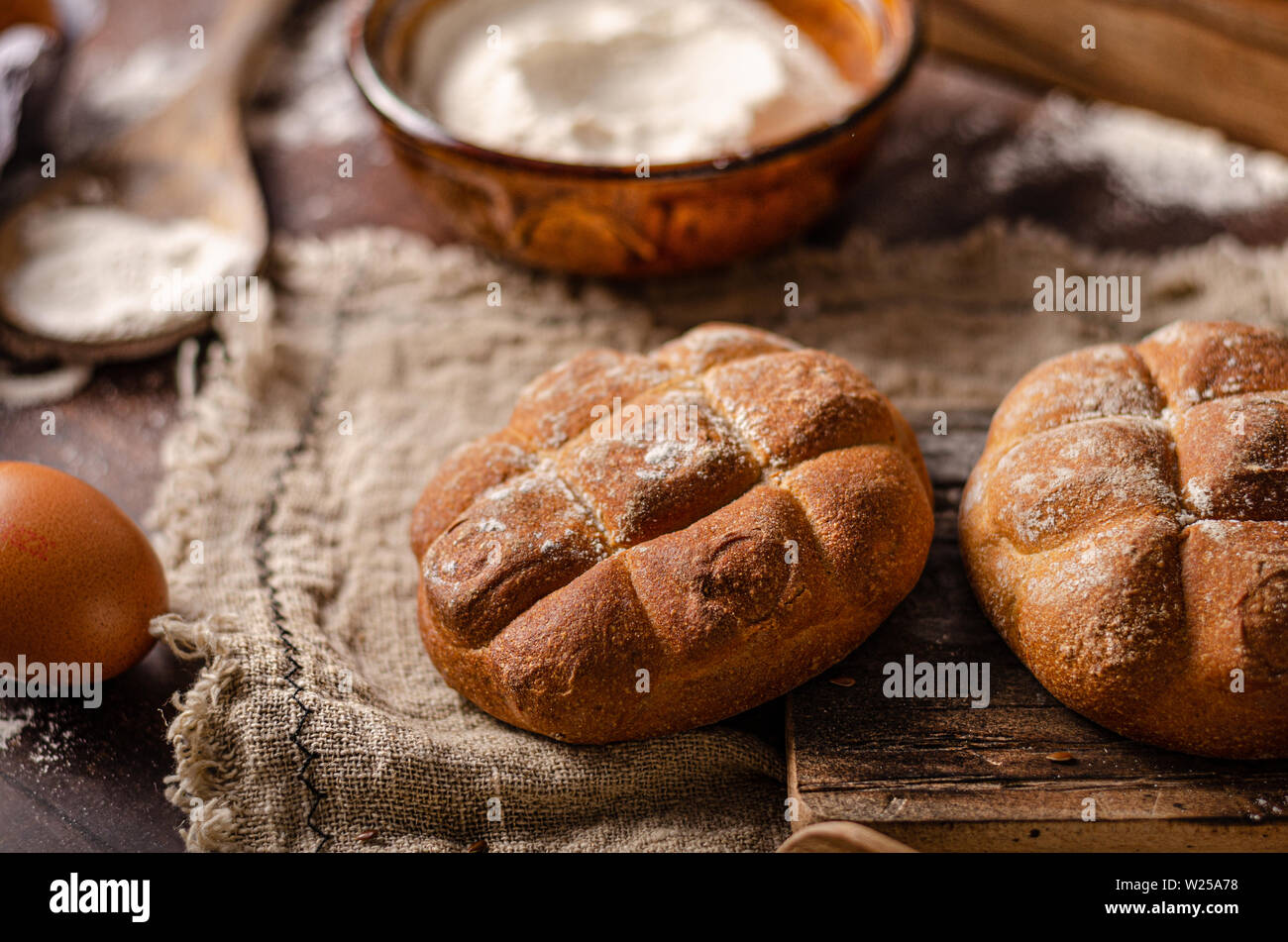 Delicious rye pastry buns, fresh and salty Stock Photo - Alamy