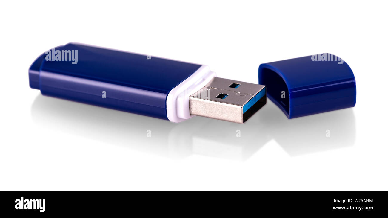 Blue usb flash drive, flash card isolated on white background Stock ...