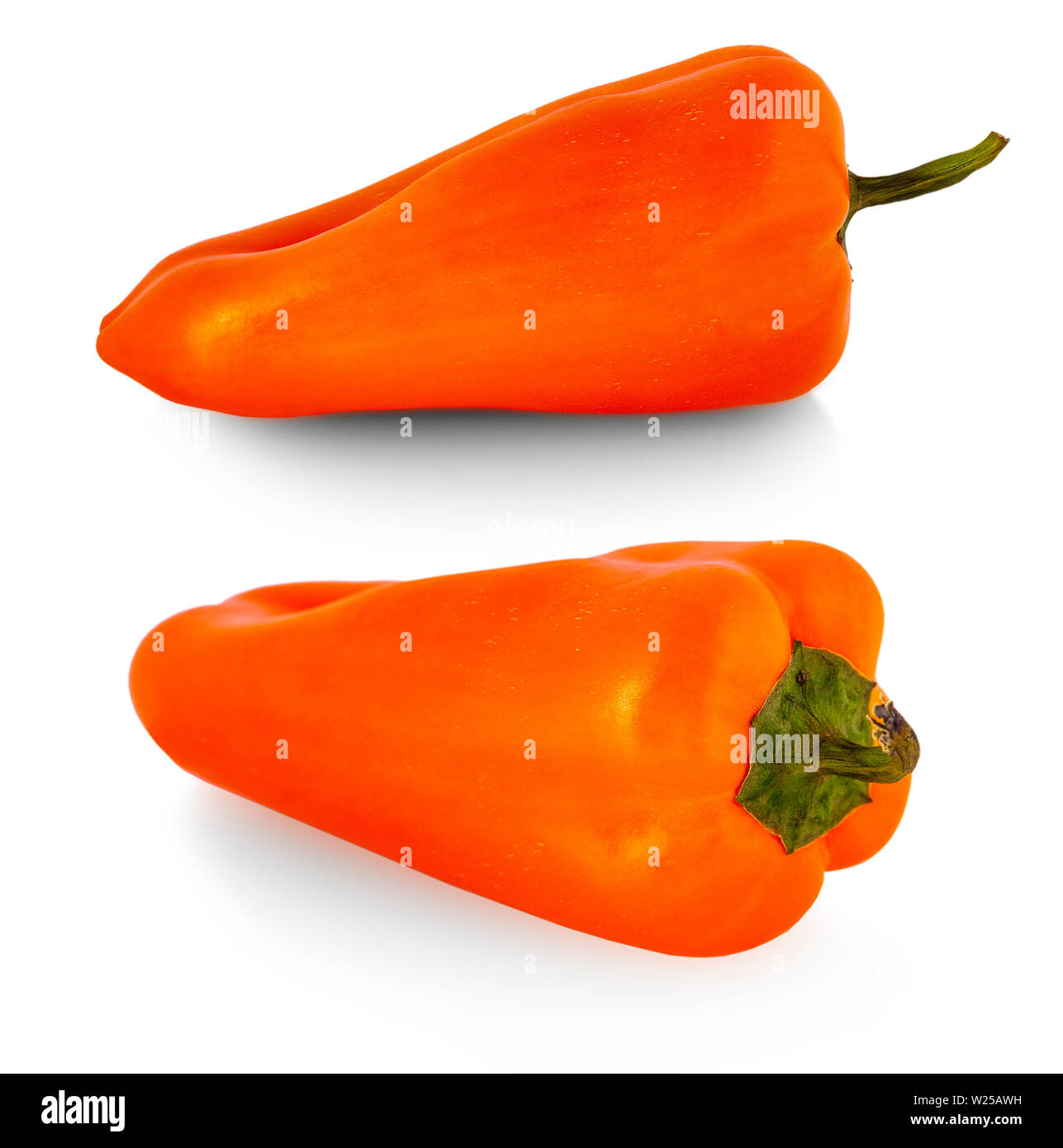 single orange peppers(capsicum) on a white background Stock Photo - Alamy