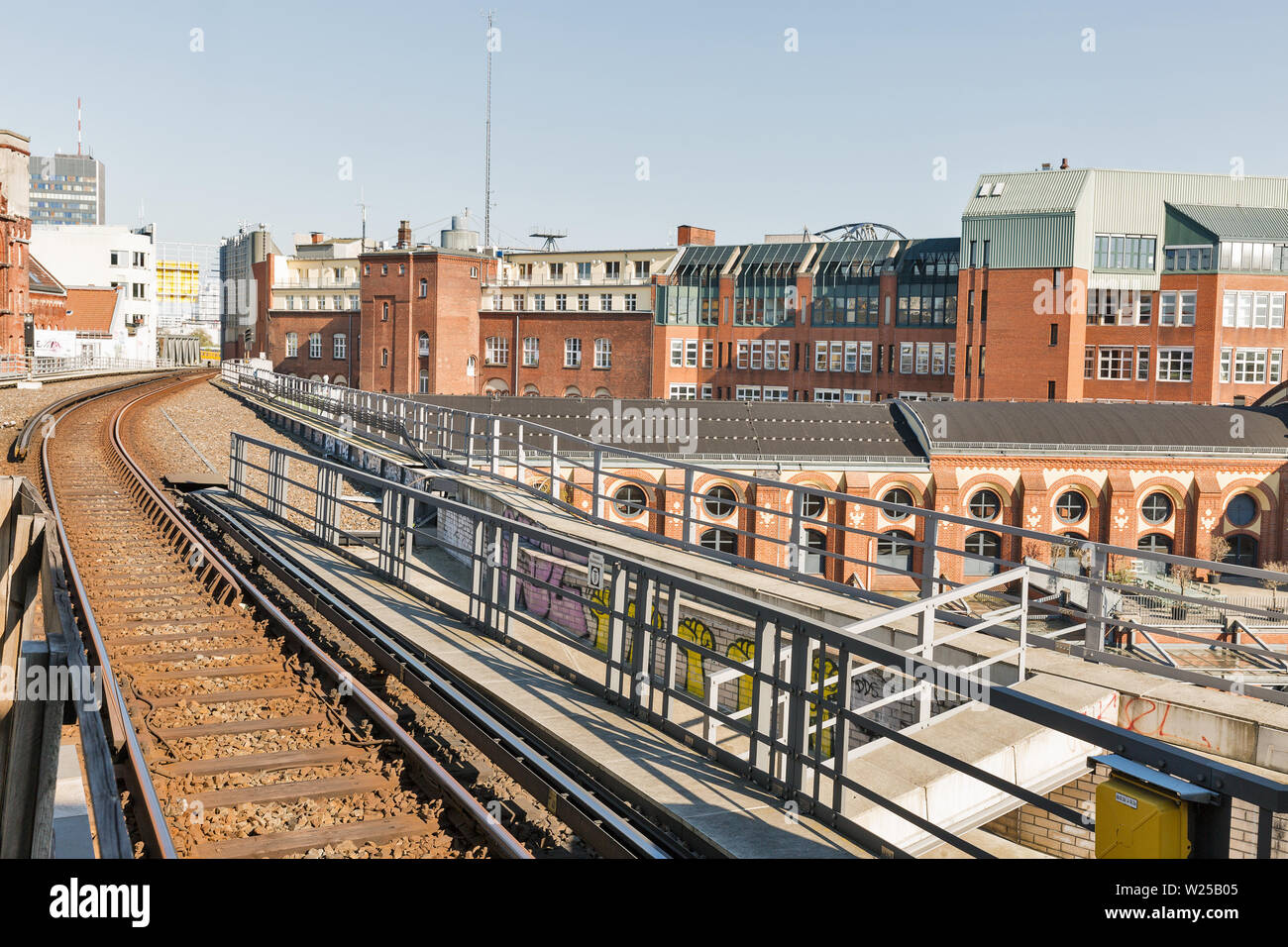 BERLIN, GERMANY - APRIL 18, 2019: Cityscape with U-Bahn railway in ...