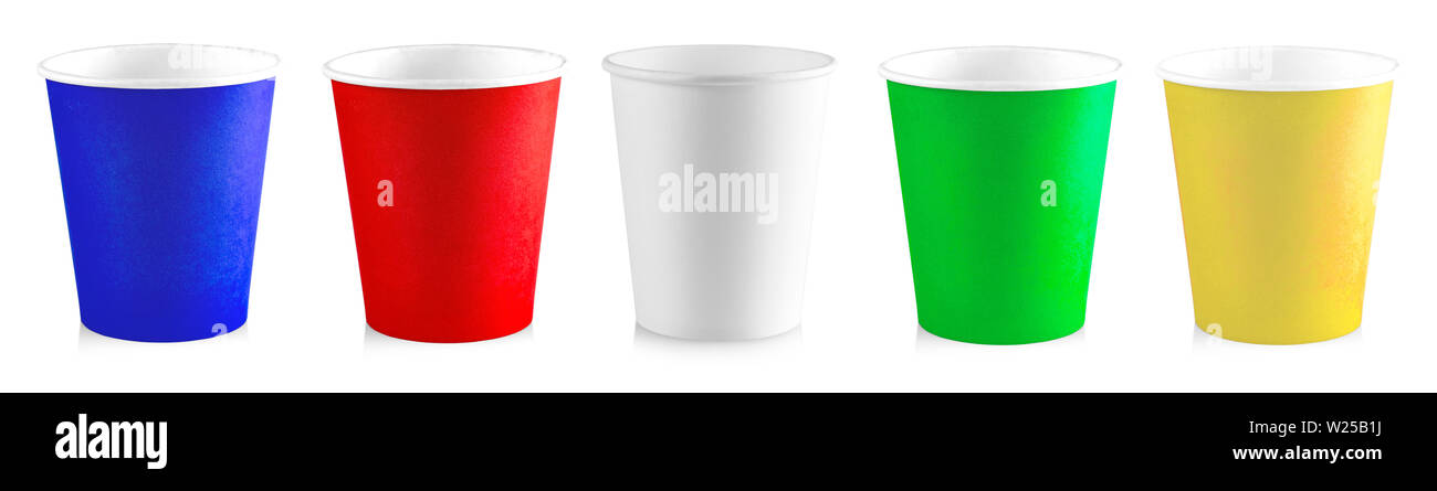 colored paper cup isolated on white background Stock Photo - Alamy
