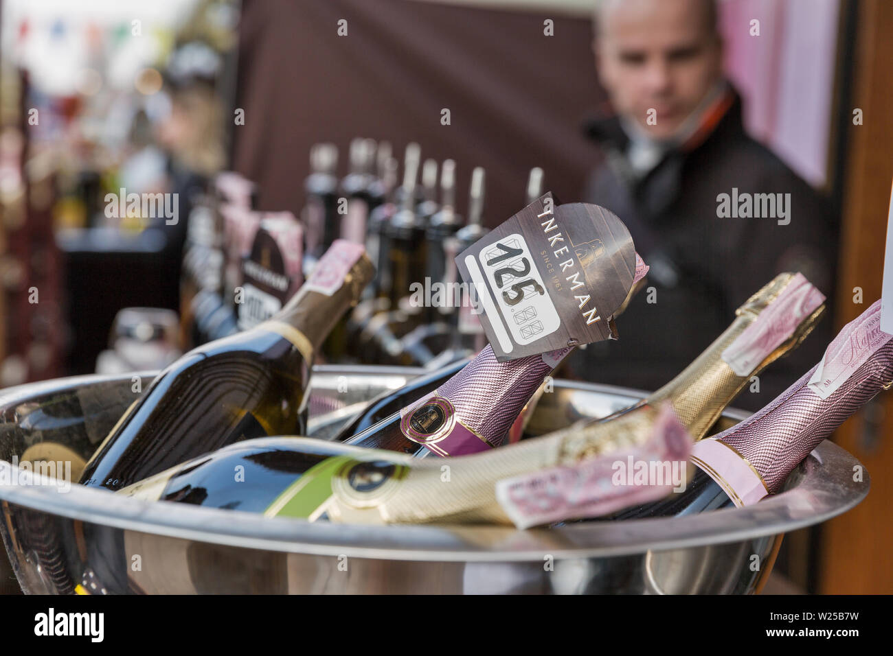 KYIV, UKRAINE - APRIL 21, 2019: Inkerman Ukrainian winery booth during ...