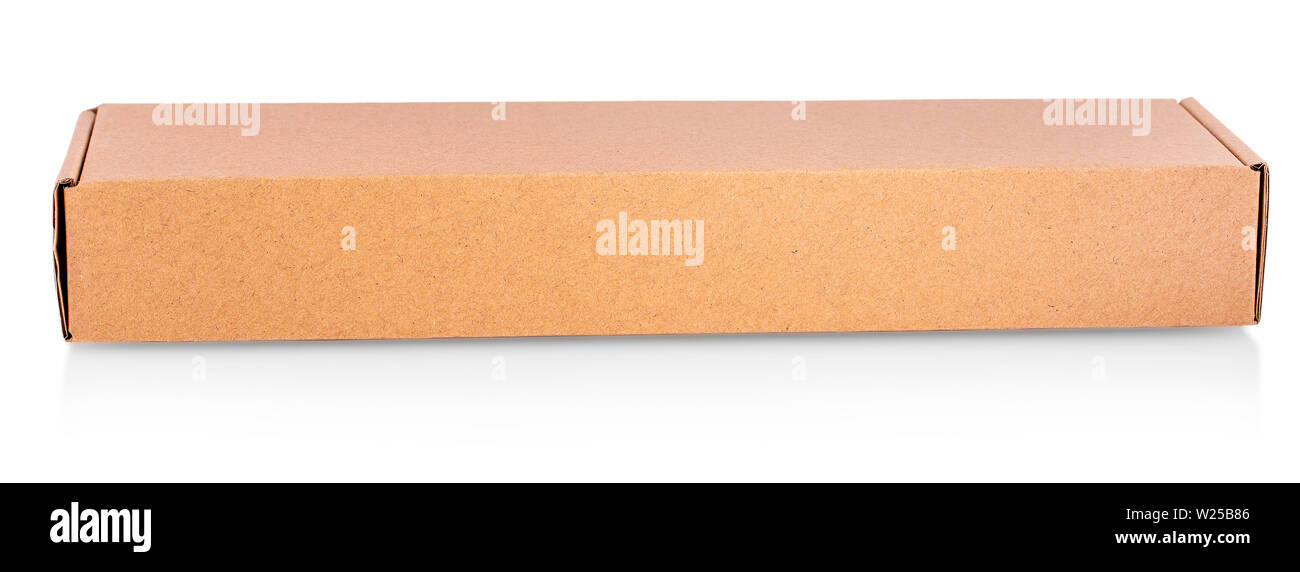 Closed cardboard box taped up and isolated on a white background Stock ...