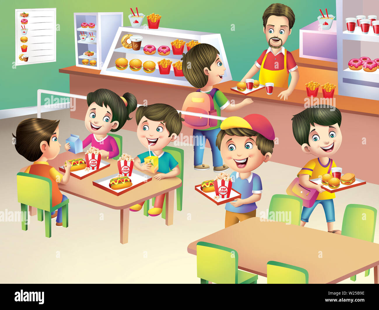 restaurant cartoon illustration Stock Photo - Alamy