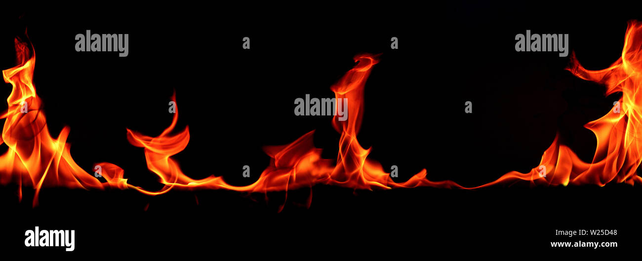 Fire flames on Abstract art black background, Burning red hot sparks ...