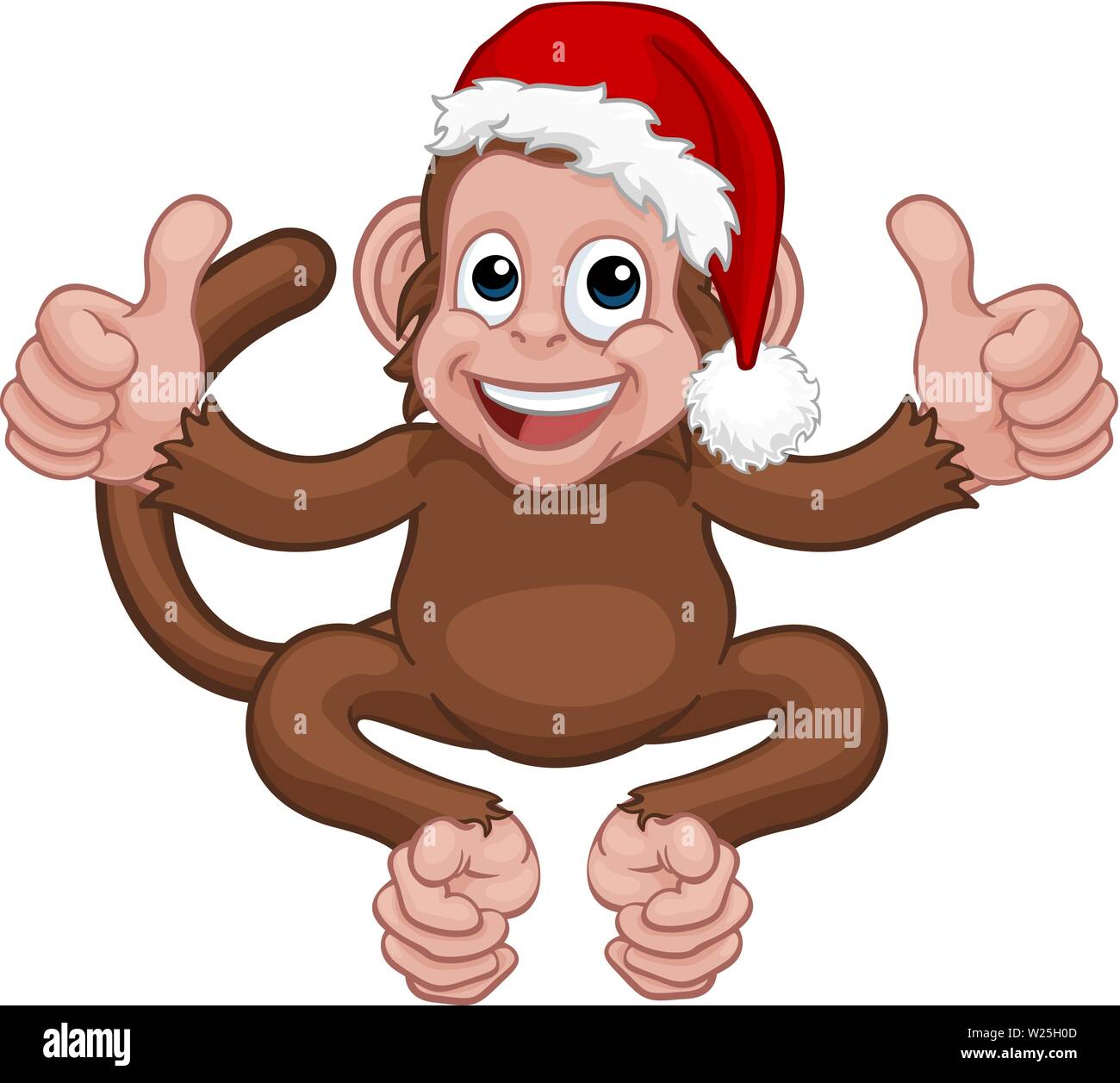 Christmas Monkey Cartoon Character in Santa Hat Stock Vector Image ...