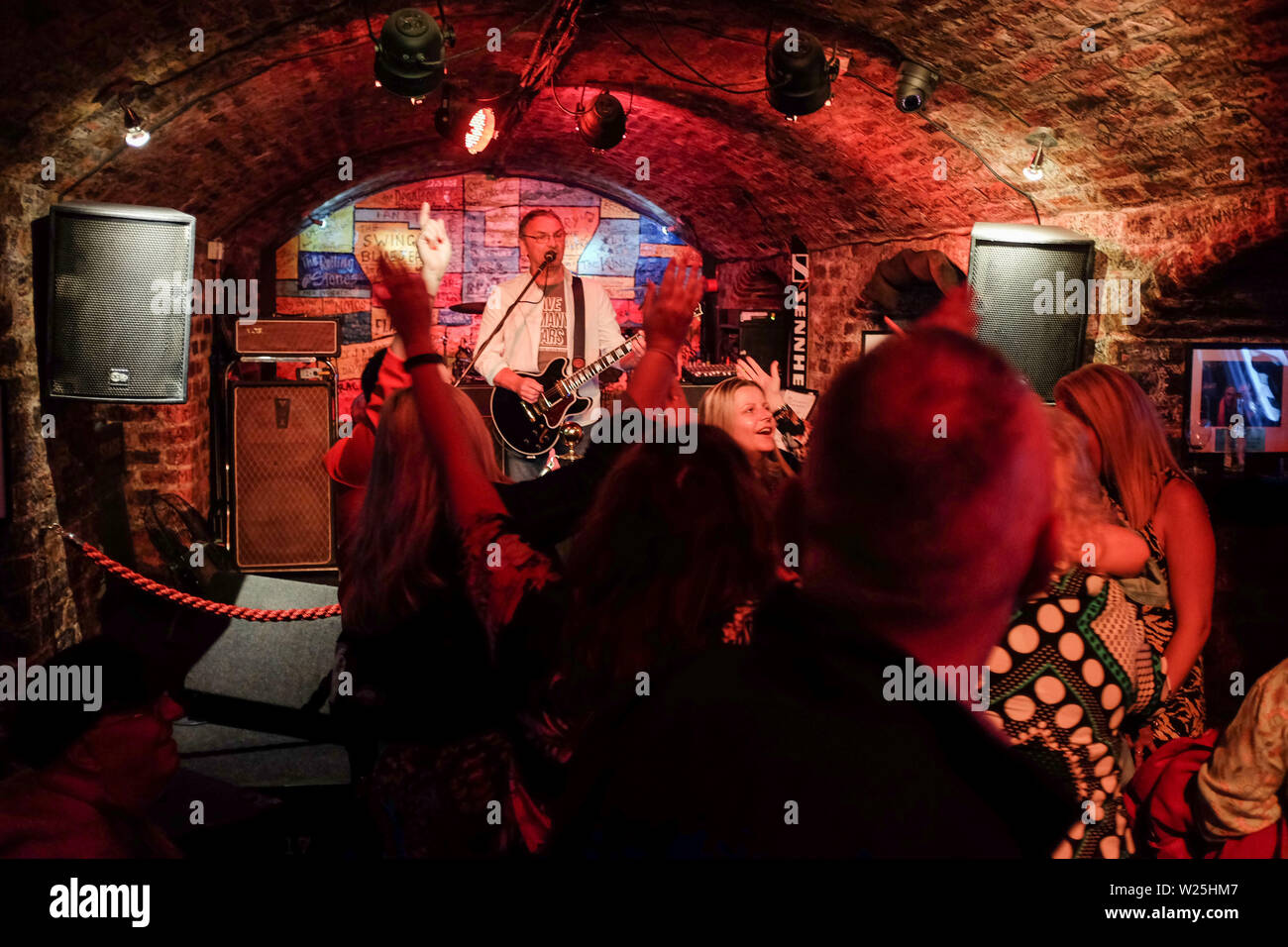 Liverpool Merseyside UK - Singer performing in the famous Cavern Club ...