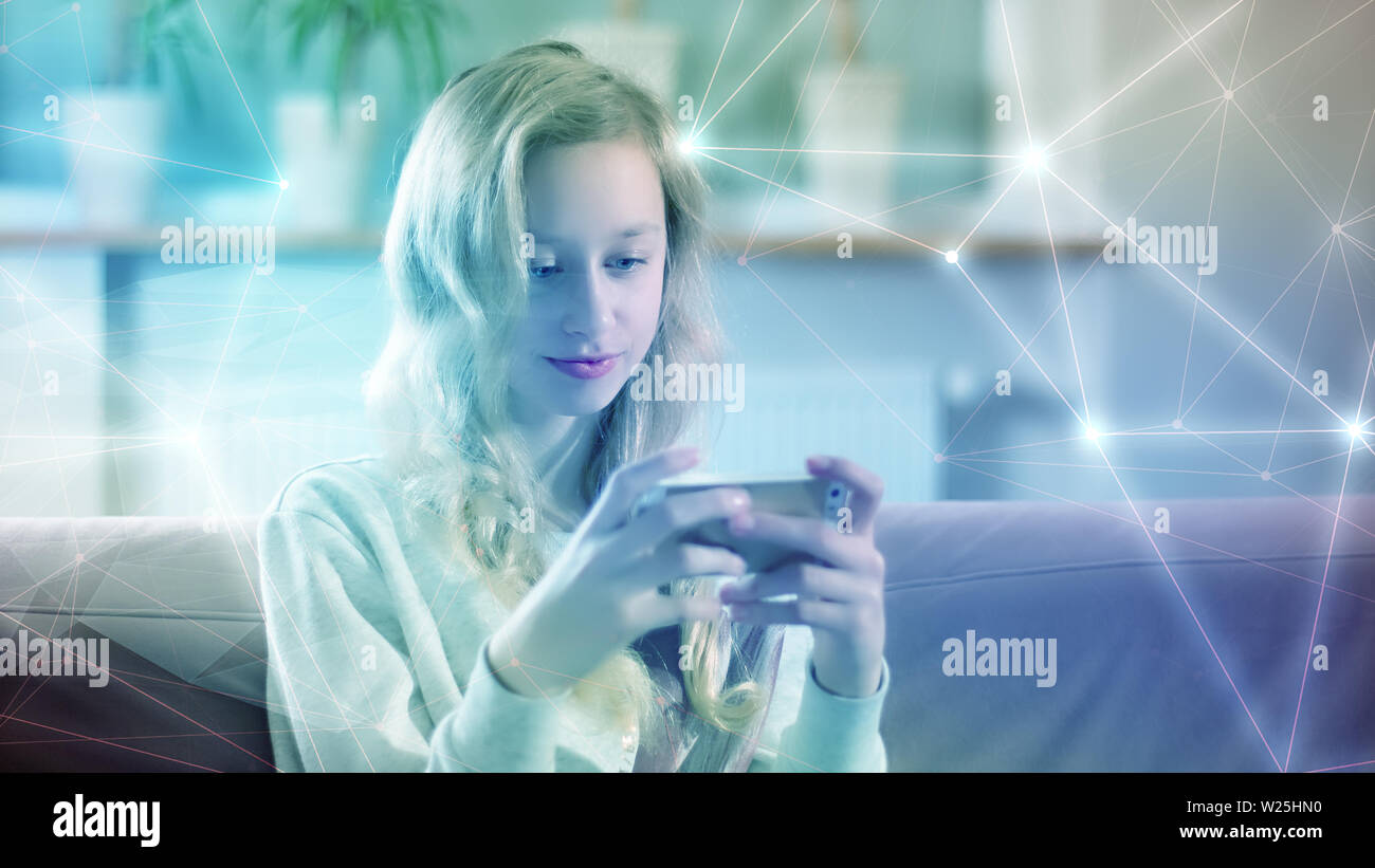 Human face biometric digital facial authentication security system scan ...