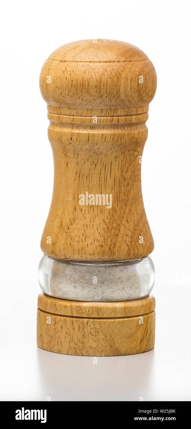 Salt container isolated on white. container for spices. Dishes Stock ...