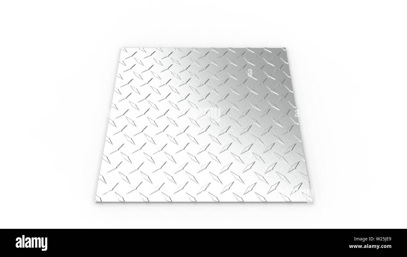3d rendering of a metal diamond plate isolated in white studio ...