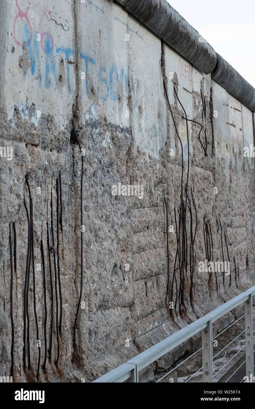 Close up of the Berlin Wall at the Berlin Wall Memorial, Germany ...