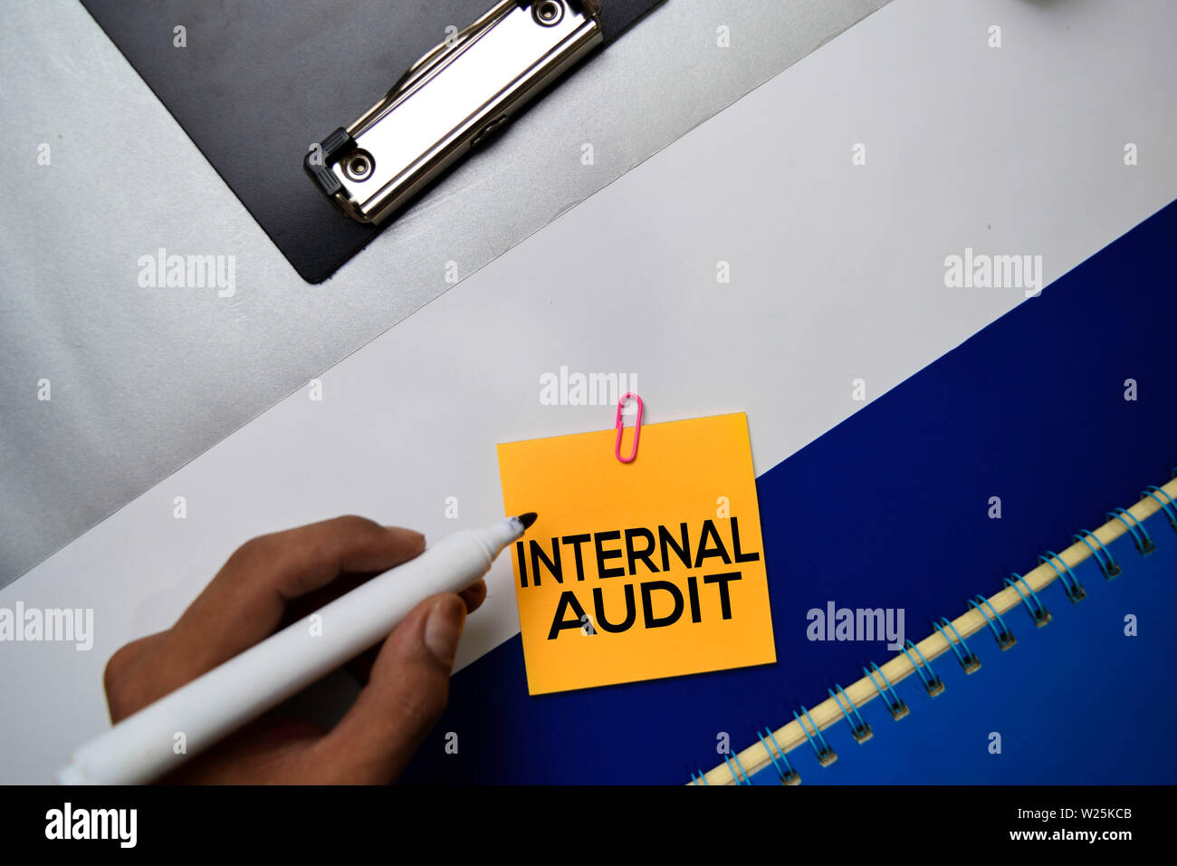 Internal Audit text on sticky notes with color office desk concept ...