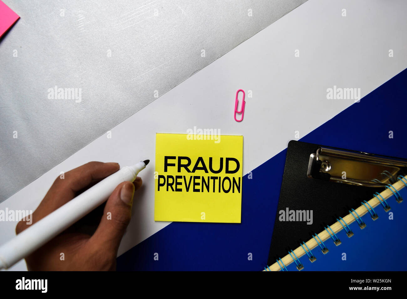 Fraud Prevention text on sticky notes with color office desk concept ...